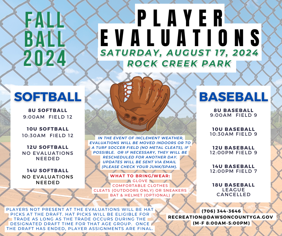 Fall Ball Player Evaluations | Dawson County, Georgia